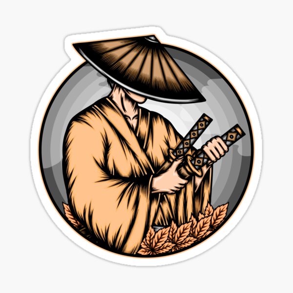 "Japanese ronin illustration" Sticker for Sale by WODEXZ | Redbubble