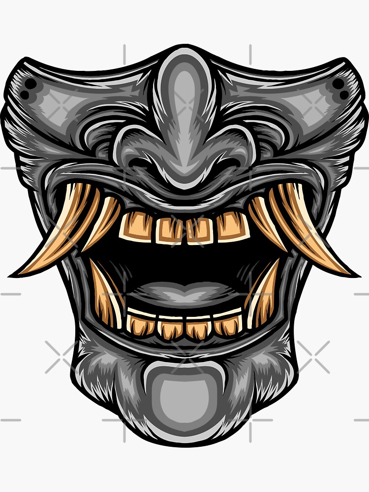 "Japanese Grey Mask Artwork" Sticker for Sale by WODEXZ | Redbubble