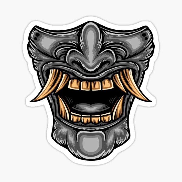 "Japanese Grey Mask Artwork" Sticker for Sale by WODEXZ | Redbubble