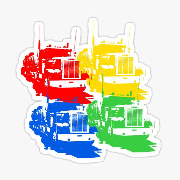 "Freightliner classic 1980s big rig truck monoblock multi" Sticker for ...