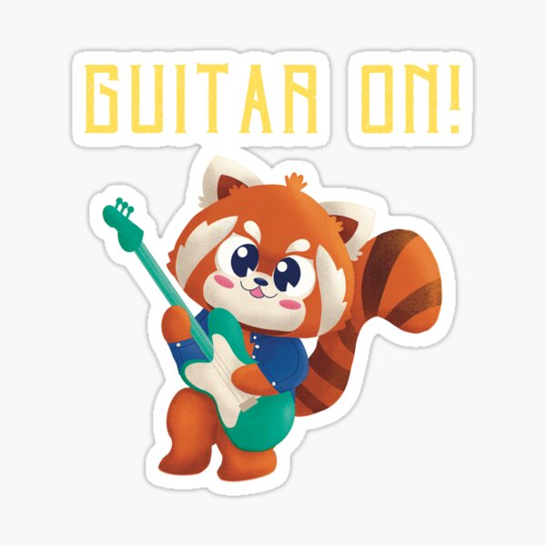"Cute Red Panda Guitar On!" Sticker for Sale by lianataj | Redbubble