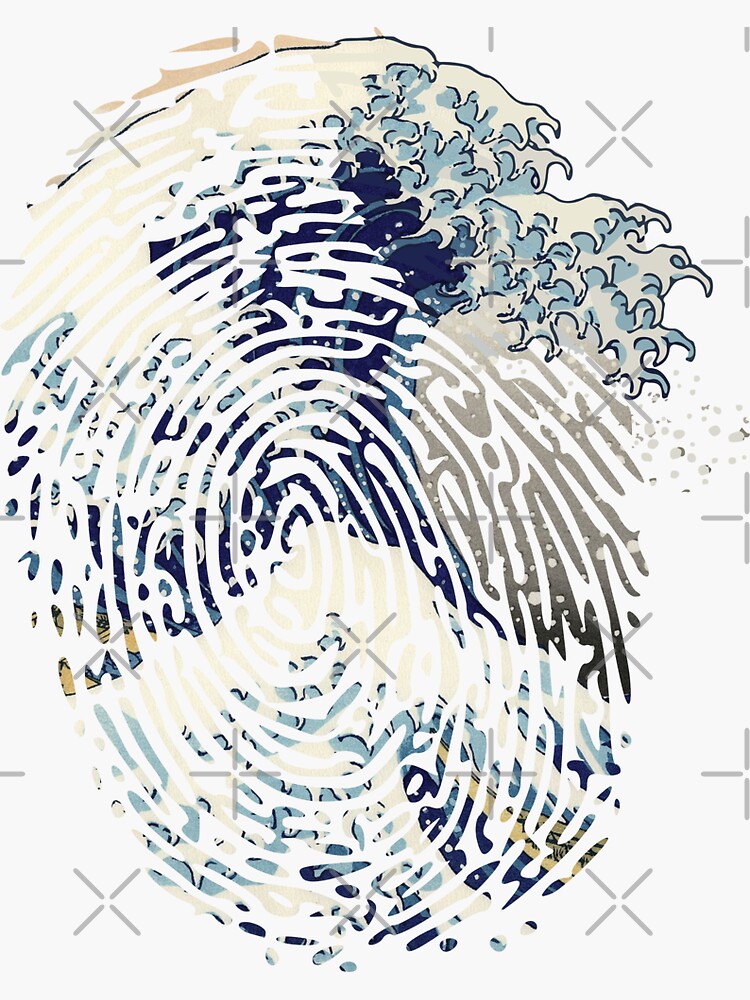 "The Great Wave Off Kanagawa Fingerprint" Sticker for Sale by ...