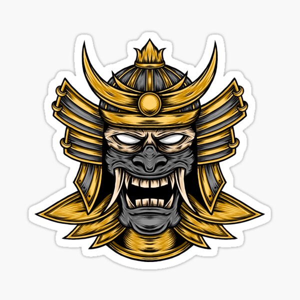 "Samurai Head Illustration" Sticker for Sale by WODEXZ | Redbubble