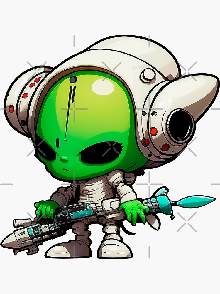 "Cartoon Style Space Alien Astronaut" Sticker for Sale by GarlicStudio ...