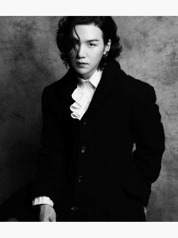 " Suga portrait long hair black and white 2022" Poster for Sale by ...
