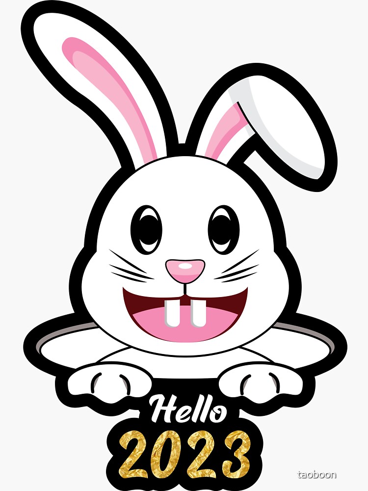 "rabbit say hello 2023" Sticker for Sale by taoboon | Redbubble