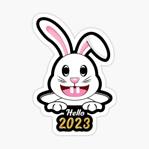 "rabbit say hello 2023" Sticker for Sale by taoboon | Redbubble
