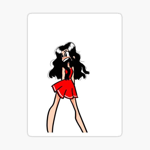"Girl in a red dress" Sticker for Sale by FizzScribble | Redbubble