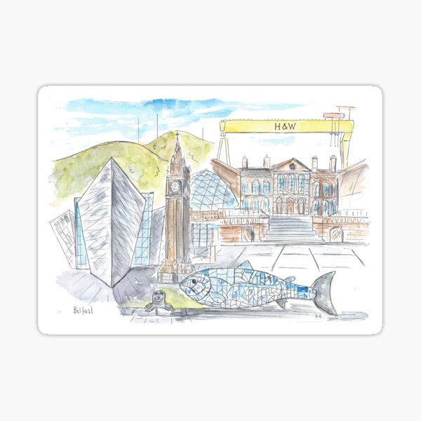 "Belfast Landmarks" Sticker for Sale by DebTheZeb | Redbubble