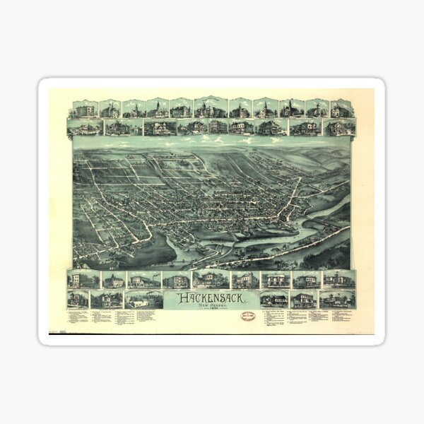 "Hackensack, New Jersey (1896)" Sticker for Sale by allhistory | Redbubble