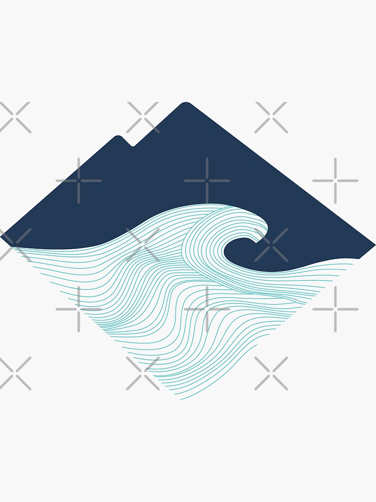 "Navy Teal Mountain Wave" Sticker for Sale by CleverILY | Redbubble