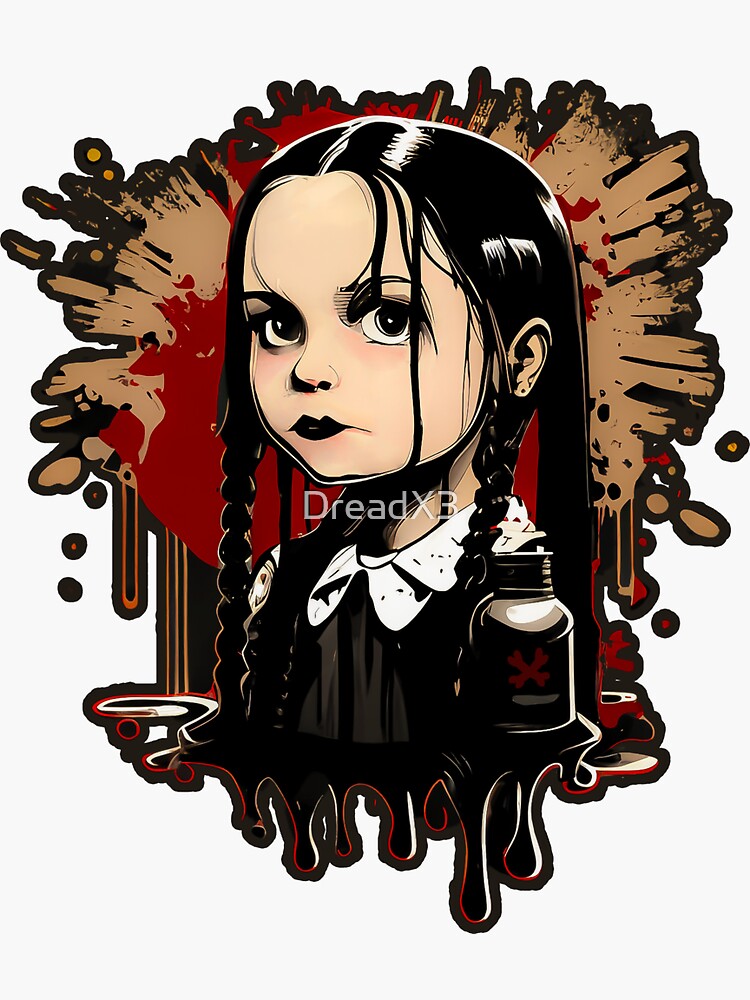 "Wednesday Cartoon Splash" Sticker for Sale by DreadX3 | Redbubble