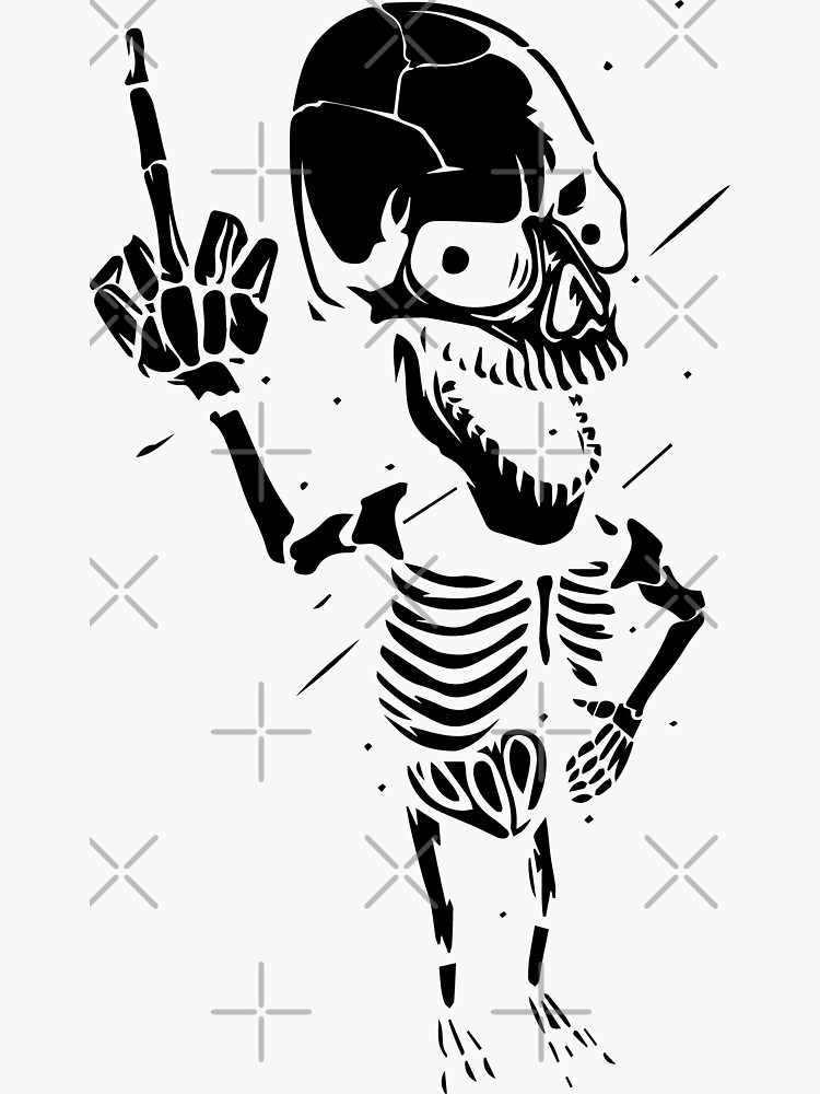"skull middle finger" Sticker for Sale by Zas9 | Redbubble