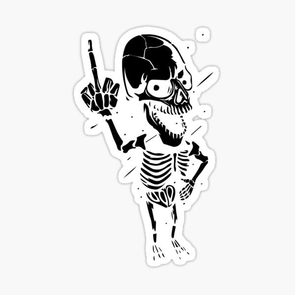 "skull middle finger" Sticker for Sale by Zas9 | Redbubble