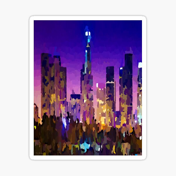 "Los Angeles California Pink Sunset Skyline" Sticker for Sale by Jon ...