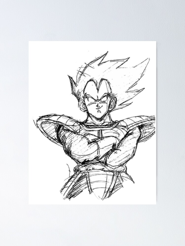 "Vegeta Sketch" Poster for Sale by huynhthailer | Redbubble