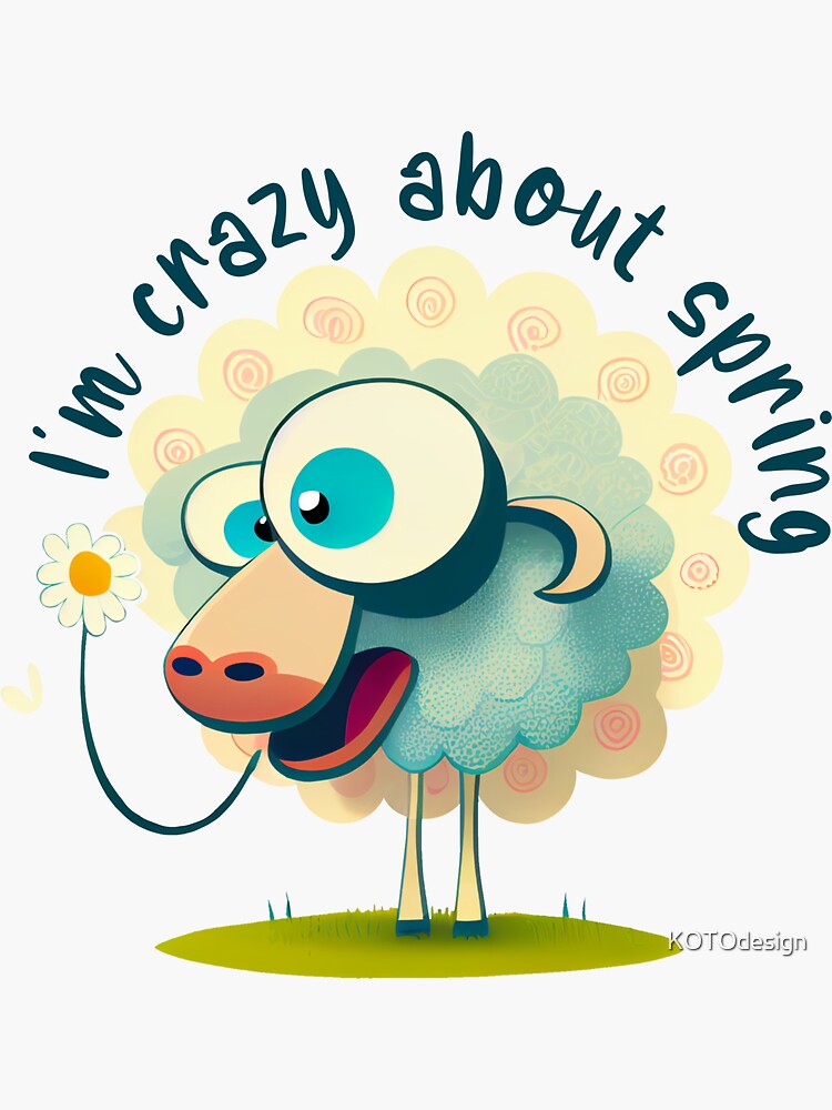 "Comic Sheep Crazy About Spring" Sticker for Sale by KOTOdesign | Redbubble
