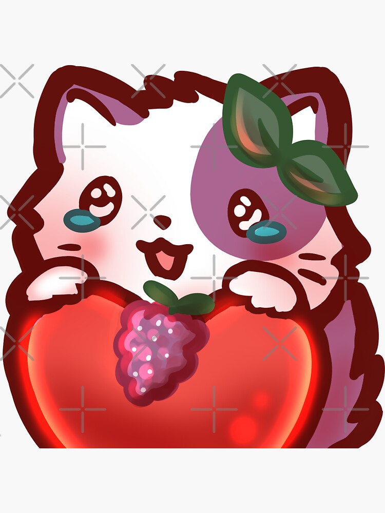 "Fluffy Grape Kitty heart" Sticker for Sale by NauticalSorbet | Redbubble