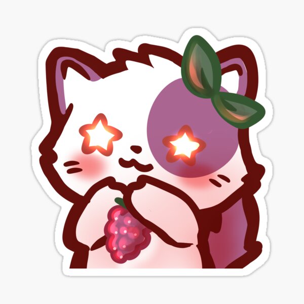 "Fluffy Grape Kitty Starry Eyes" Sticker for Sale by NauticalSorbet ...
