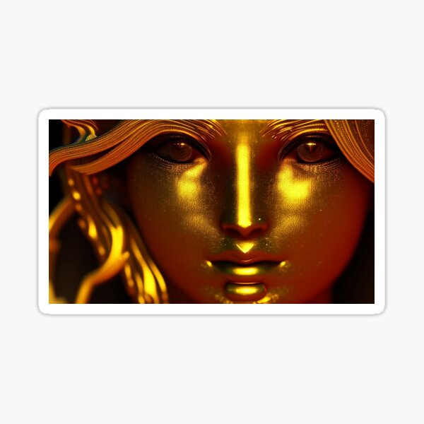 "female gold pure gold face" Sticker for Sale by AbundanceMind | Redbubble