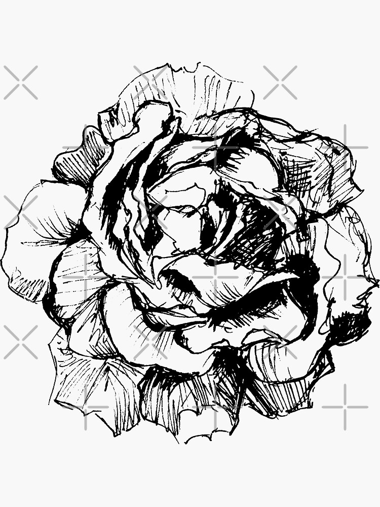 "Sophisticated Fine Line Art Rose Illustration" Sticker for Sale by ...