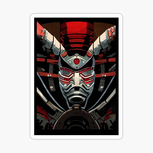"Samurai Robot Mask" Sticker for Sale by DistortedBrain | Redbubble