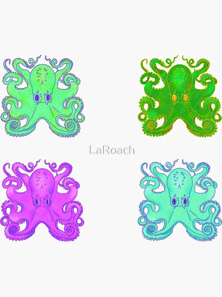 "Colorful Octopus Sticker Pack" Sticker for Sale by LaRoach | Redbubble