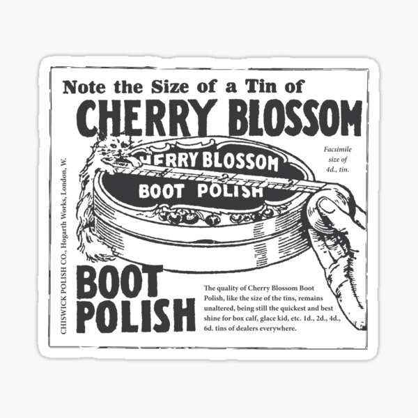 "Cherry Blossom - Boot Polish" Sticker for Sale by friggsakes | Redbubble