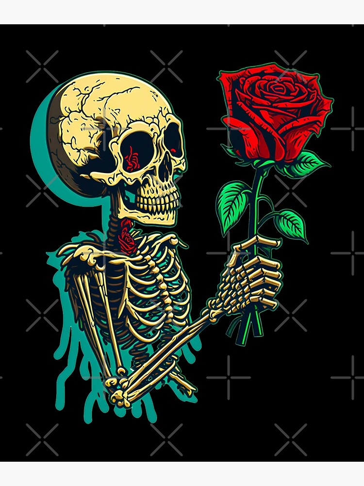 "Skeleton Holding Red Rose" Poster for Sale by Zaak4 | Redbubble