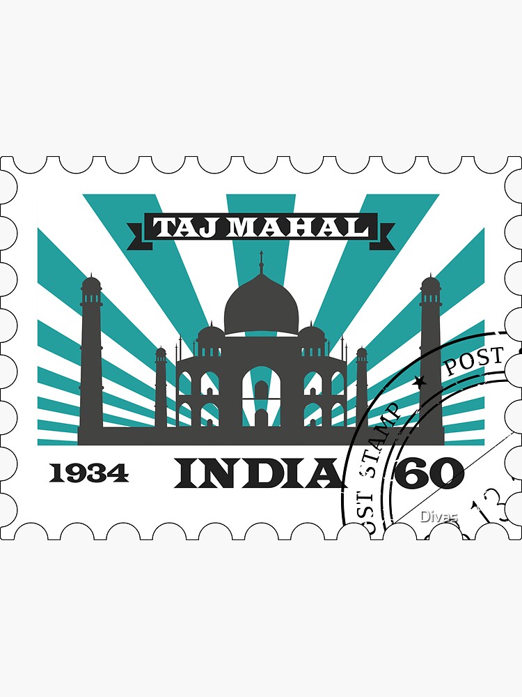 "Timbre postal India Taj Mahal Stamp Post" Sticker for Sale by Skizo ...