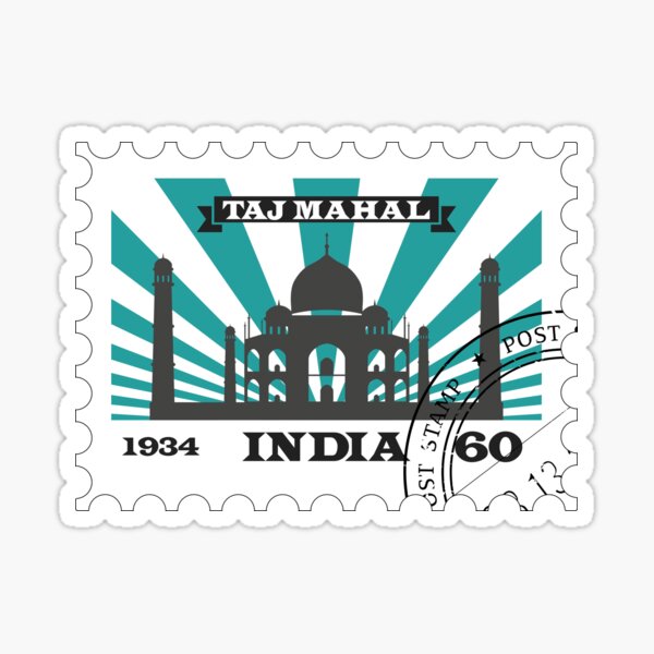 "Timbre postal India Taj Mahal Stamp Post" Sticker for Sale by Skizo ...