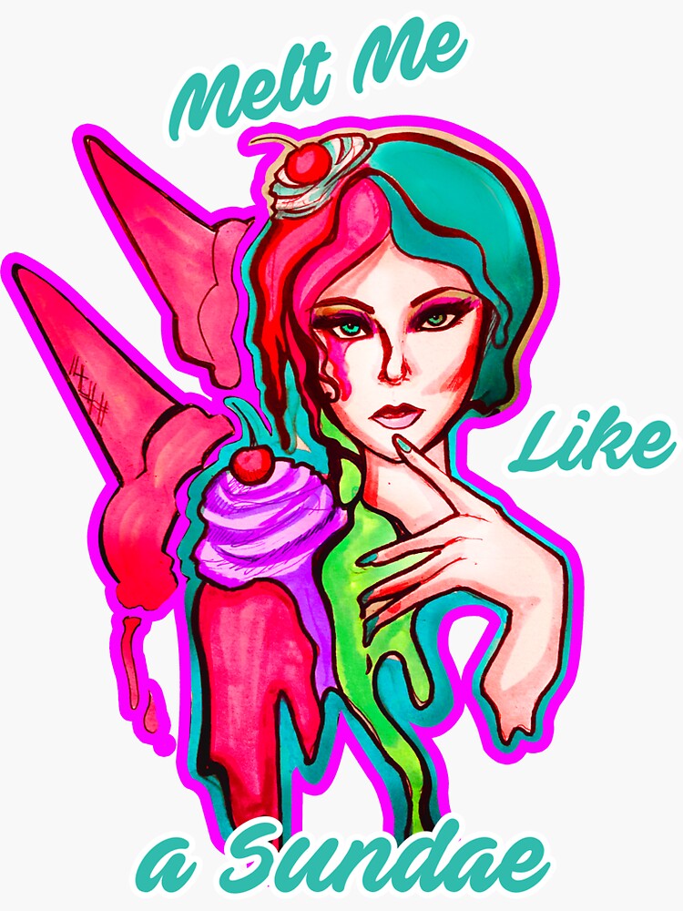 "Melt Me Like a Sundae" Sticker for Sale by Sangstar | Redbubble