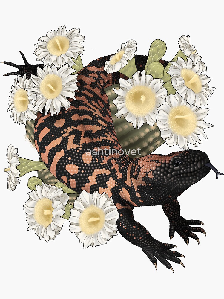 "Gila Monster Saguaro" Sticker for Sale by ashtinovet | Redbubble