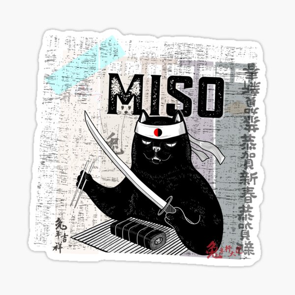 "Miso the cat in a bowl of miso soup_Miso" Sticker for Sale by BAZOSS ...