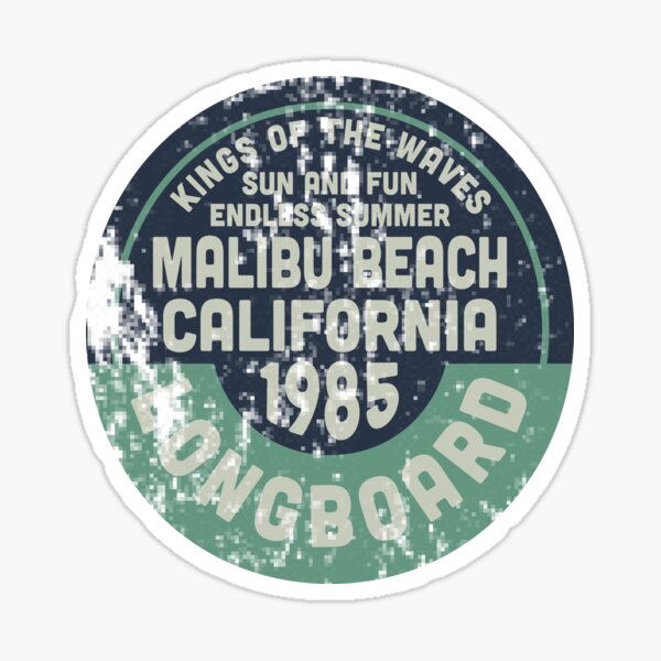"Retro Malibu Beach Sticker" Sticker for Sale by TonySpencer | Redbubble