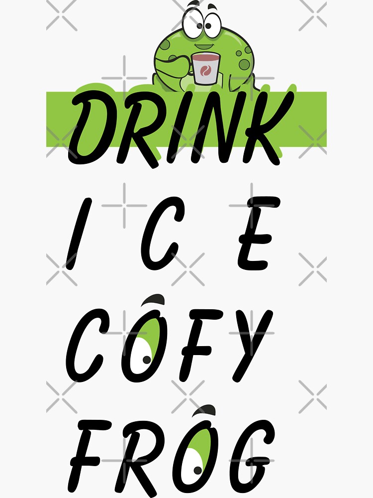 "drink ice cofy frog" Sticker for Sale by HamzaZemharir | Redbubble