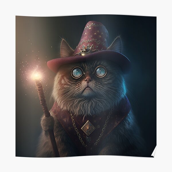 "Enchantment of the Feline Wizard" Poster for Sale by SpaceFrogArt ...