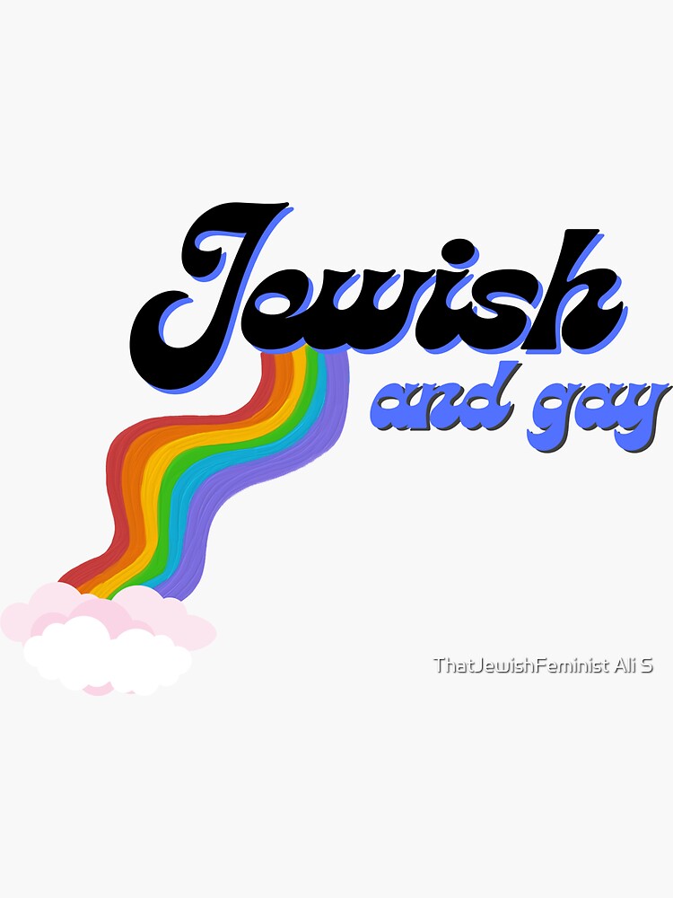 "Jewish and Gay, rainbow pride, retro typography" Sticker for Sale by ...