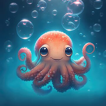 "Octo-Bubble Paradise" Sticker for Sale by Space Frog Art ⭐⭐⭐⭐⭐ | Redbubble