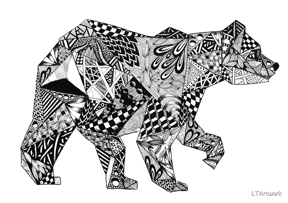 "Bear Zentangle" by LTArtwork | Redbubble