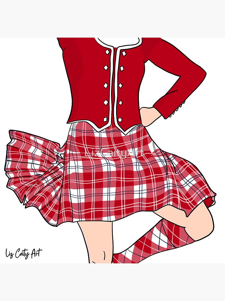 "Highland Dancer Red Kilt" Sticker for Sale by LizCaityArt | Redbubble