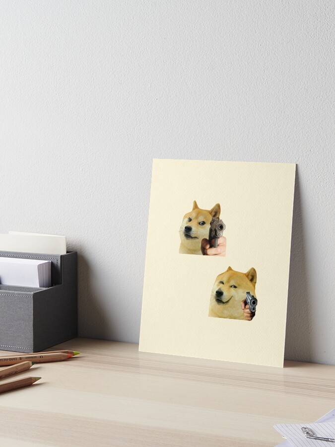 "Cheems Doge Gun Meme Set" Art Board Print for Sale by Kaito Designs ...