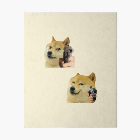 "Cheems Doge Gun Meme Set" Art Board Print for Sale by Kaito Designs ...
