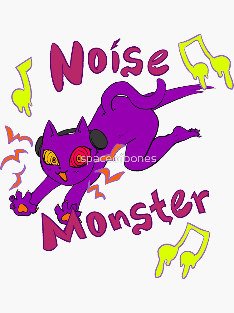 "Noise Monster Cat" Sticker for Sale by spaceofbones | Redbubble