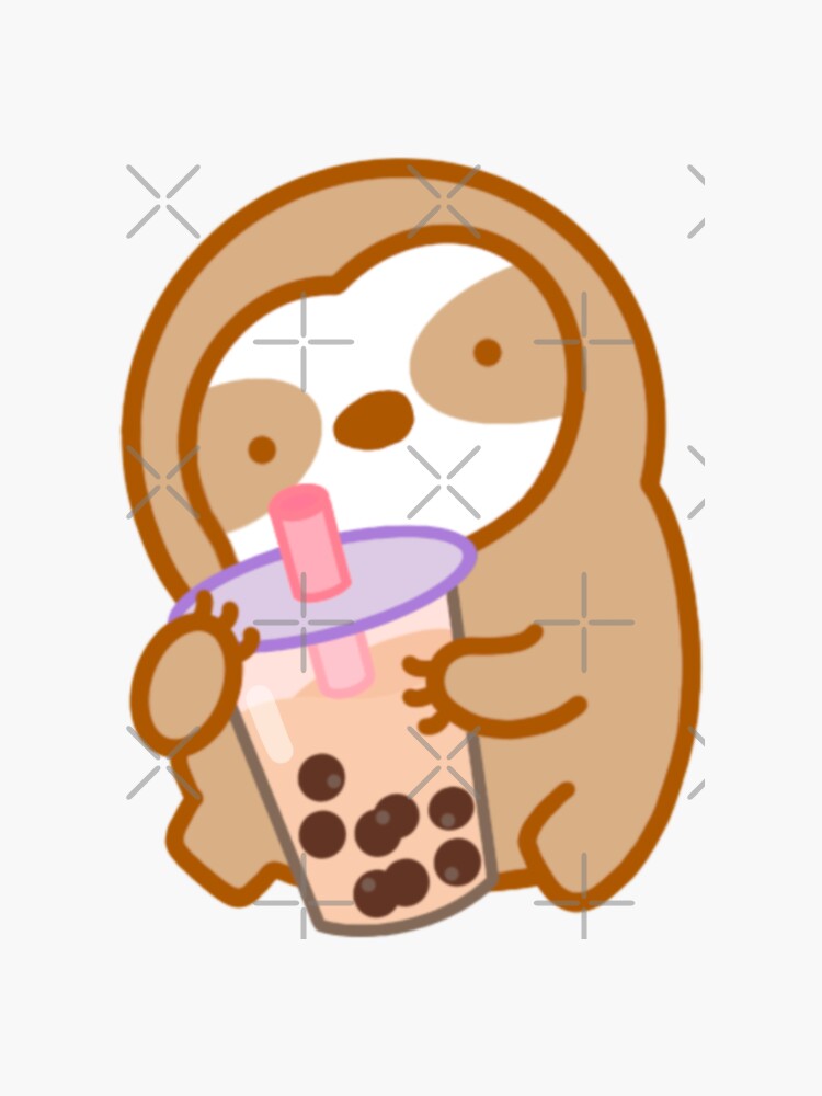 "Cute Boba Milk Tea Sloth" Sticker for Sale by theslothinme | Redbubble