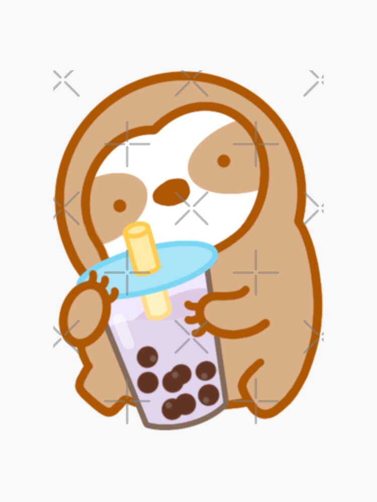 "Cute Taro Boba Milk Tea Sloth" Sticker for Sale by theslothinme ...