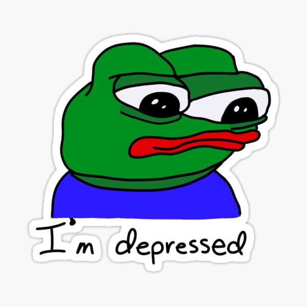 "Depressed pepe" Sticker for Sale by giga-whale | Redbubble