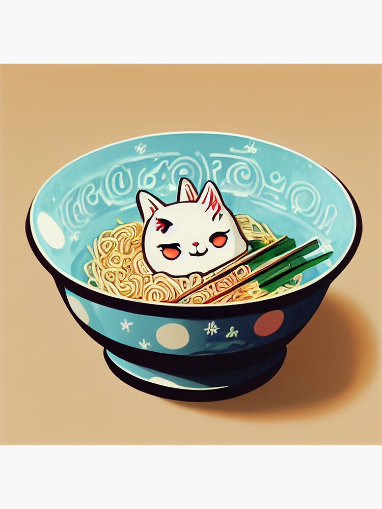 "Kawaii Ramen Cat 可愛いラーメン猫" Sticker for Sale by Yenbox | Redbubble