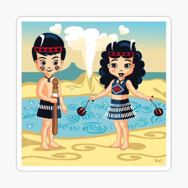 "Poi and Haka in Geyserland, New Zealand" Sticker for Sale by ...
