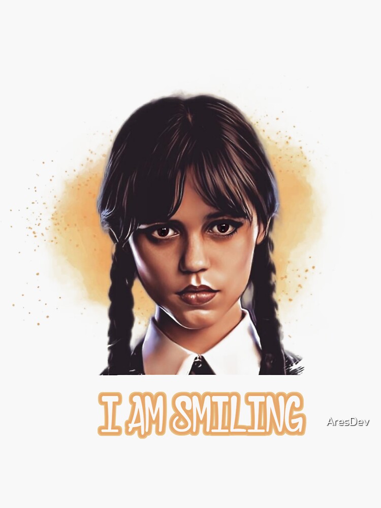 "wednesday addams - i am smiling " Sticker for Sale by AresDev | Redbubble